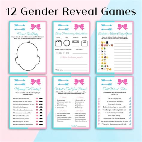 12 Printable Bows Or Arrows Gender Reveal Games Pink And Blue Gender