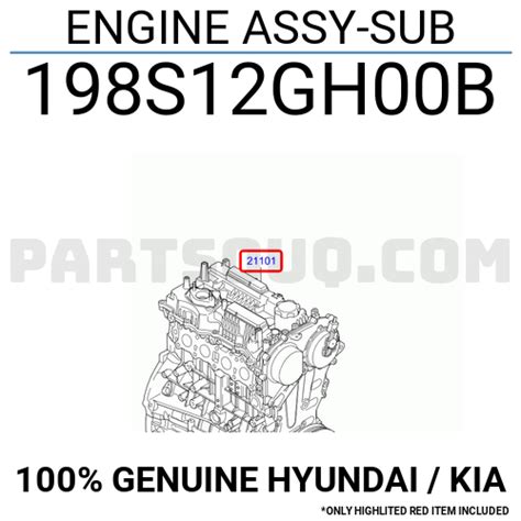 Engine Assy Sub 198s12gh00b Hyundai Kia Parts Partsouq
