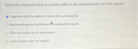 Solved Select The Statement That Accurately Reflects The