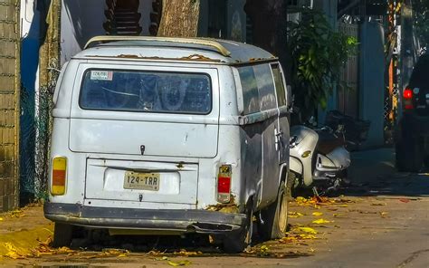 Puerto Escondido Oaxaca Mexico 2023 Old Vintage Classic Minibuses Vans