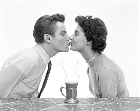 1950s Couple Man Woman Kissing Profile Photograph By Vintage Images
