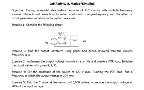 Lab Activity 8 Matlabsimulink Objective Finding