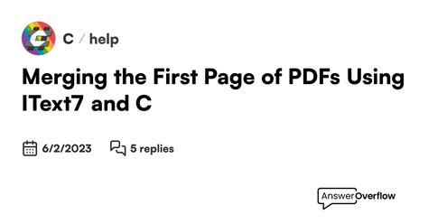 Merging The First Page Of Pdfs Using Itext7 And C C