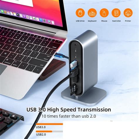 타입 C 허브 Usb 30 도킹 스테이션 ~ 4k Hd Rj45 Pd100w Tfsd 카드 리더기 멀티 티몬