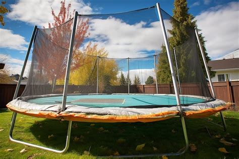 Premium Photo Backyard Fun Trampoline With Safety Net Delight