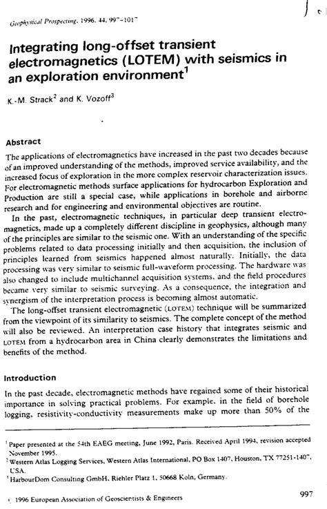 Pdf Integrating Long Offset Transient Electromagnetics Lotem Wth Seismics In An Exploration