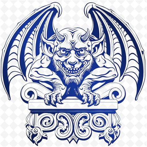 Premium Psd Stone Gargoyle Outline With Grotesque Features And