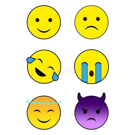 Smile Face Cute Character Design Set Icon Smile Emoji Vector