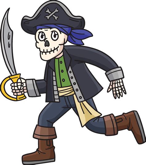 Skeleton Pirate With A Cutlass Cartoon Clipart 40211534 Vector Art At