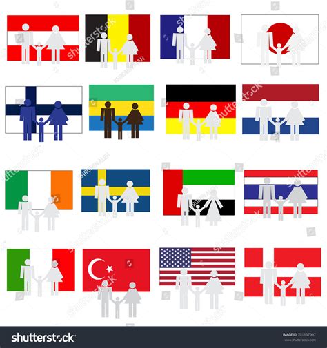 Set Flags Family Flags Stock Vector (Royalty Free) 701667907 | Shutterstock