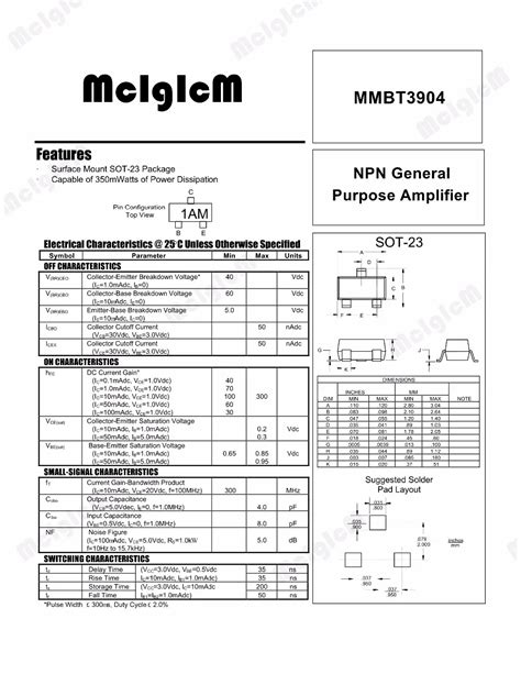 MCIGICM 3000 шт MMBT3904 транзистор NPN 40V 200mA SOT-23-3 SMD 2N3904 3904