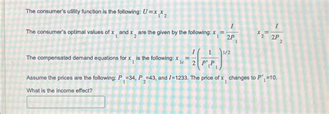 solved the consumer s utility function is the following