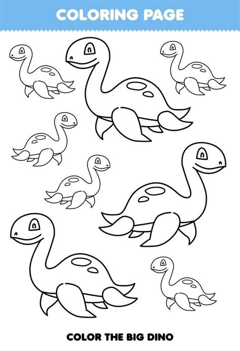Coloring Page Of Cute Cartoon Prehistoric Dinosaur Plesiosaur