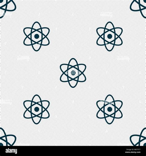 Atom Physics Icon Sign Seamless Pattern With Geometric Texture Vector Illustration Stock