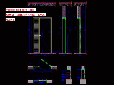 Metalik sağ ters kapı detayı dwg projesi Autocad Projeler