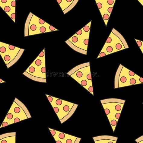 Seamless Pattern Of Pizza Flat Style Stock Vector Illustration Of