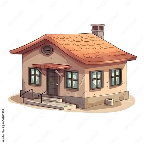 Small Tiny House On A White Background Cartoon Style Stock Illustration