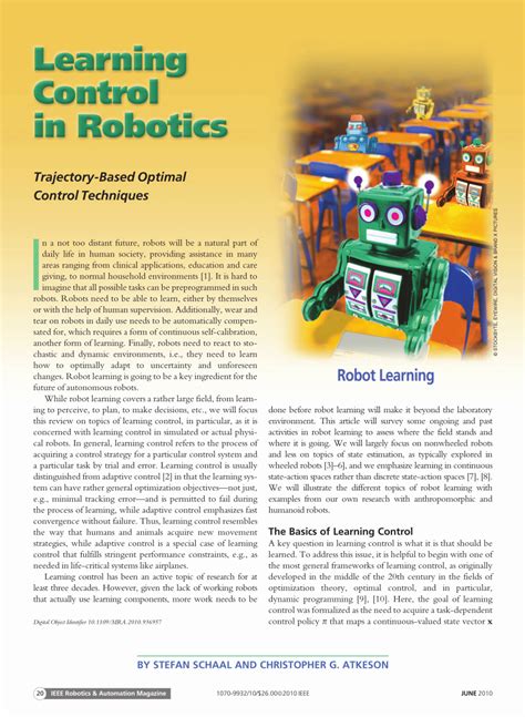 Pdf Learning Control In Robotics