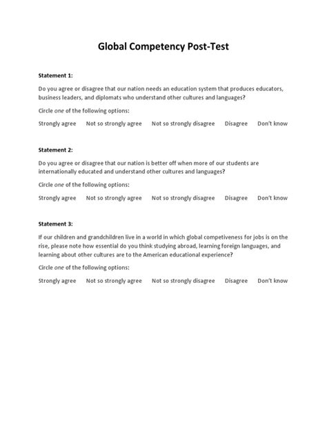 Global Competency Post Test Pdf Wellness