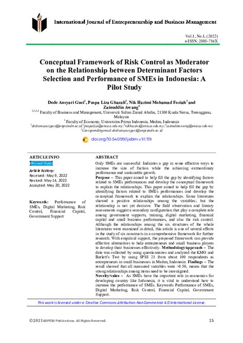 Pdf Conceptual Framework Of Risk Control As Moderator On The