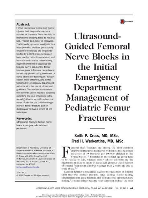 Pdf Ultrasound Guided Femoral Nerve Blocks In The Initial Ed Management Of Pediatric Femur