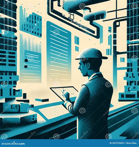 Engineer Using Digital Tablet In The City 3d Render Illustration Ai