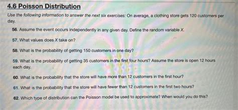 Solved Poisson Distribution Use The Following Chegg