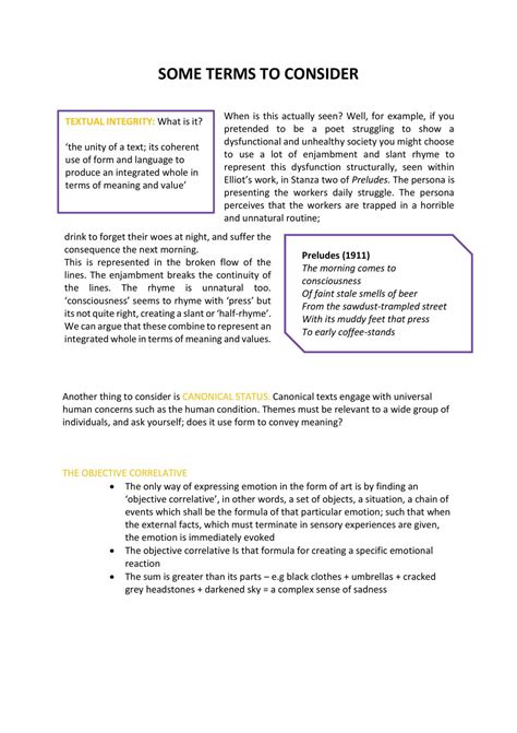 T S Eliot Notes English Advanced Year 12 Hsc Thinkswap