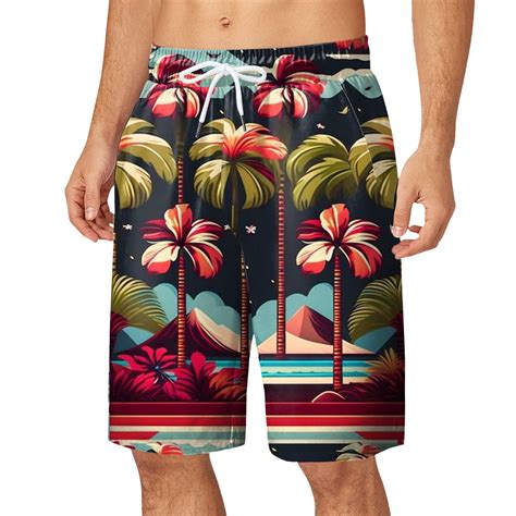 Yihwei Mens Summer Digital 3d Printed Shorts Elasticated Waisted Beach