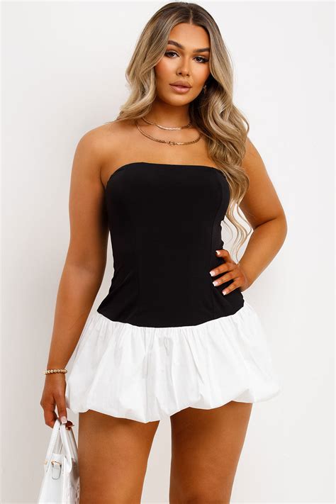 Mini Bandeau Puffball Dress Going Out Outfit Uk