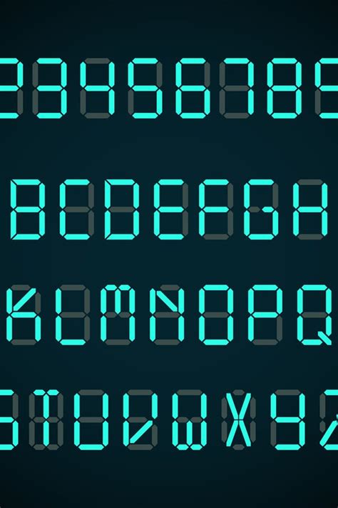 Digital Font Alarm Clock Letters And Numbers Vector Alphabe