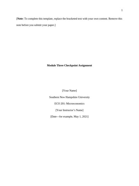 Eco 201 Module Three Checkpoint Assignment Template Pdf