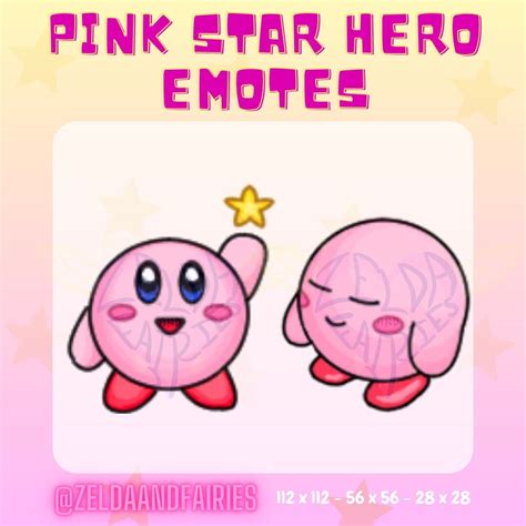 Pink Star Hero Kirby Emotes For Twitch Etsy