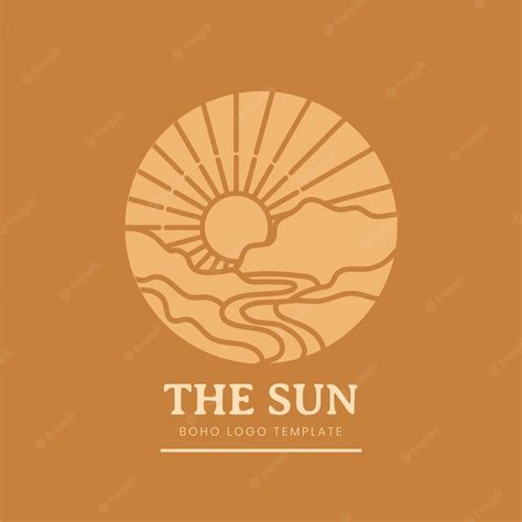 손으로 그린 Boho 태양 로고 무료 벡터
