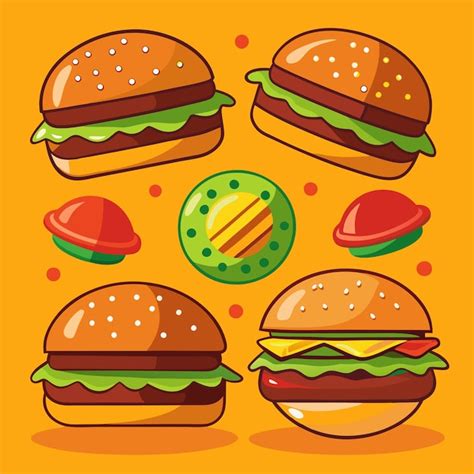 Векторный клипарт гамбургера Премиум Ai сгенерированный вектор