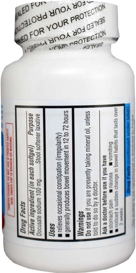 Major Dok 100mg Docusate Sodium Softgel Capsules 100 Unboxed Orange