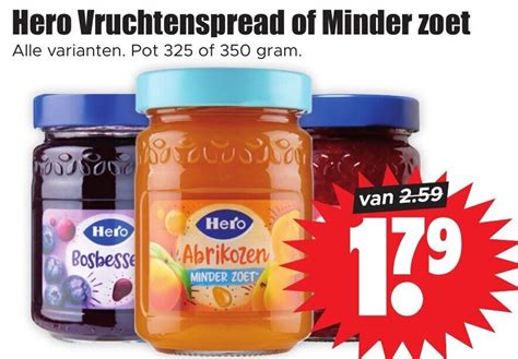 Hero Vruchtenspread Of Minder Zoet 325 350g Aanbieding Bij Dirk