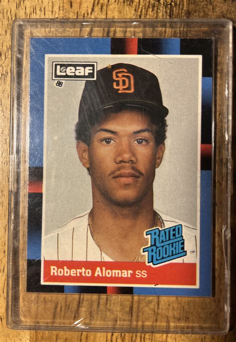 Vintage Rare Baseball Card 1988 Leaf No34 Roberto Alomar Rookie Card