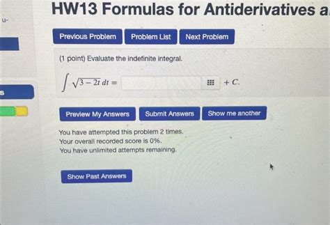 Solved Hw13 Formulas For Antiderivatives 1 Point Evaluate