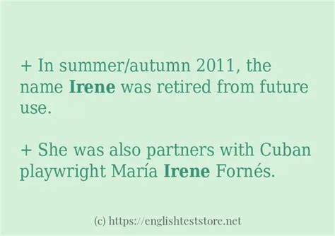Use In Sentence Of Irene Englishteststore Blog