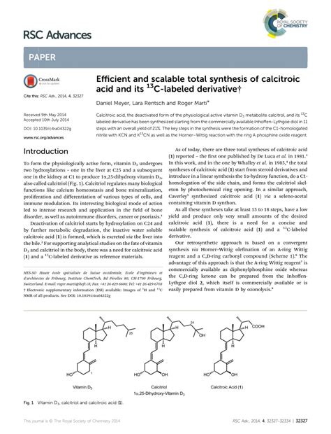 Pdf Efficient And Scalable Total Synthesis Of Calcitroic Acid And Its