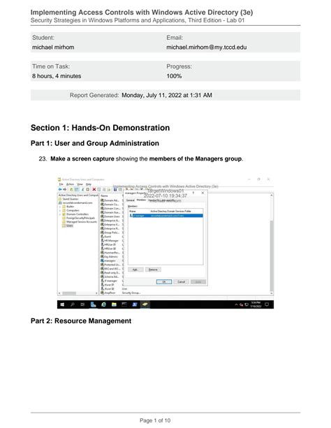 solution implementing access controls with windows active directory 3e