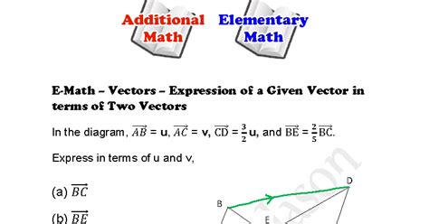 E Math Vectors Expression Of A Given Vector In Terms Of Two Vectors
