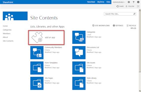 SharePoint Preview Site Contents
