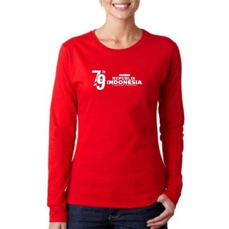 Jual Kaos Atasan Dewasa Pria Wanita Couple Tema Hut Kemerdekaan Indonesia Ke 79 Merah Hitam