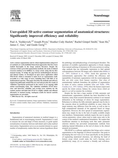Pdf User Guided 3d Active Contour Segmentation Of Anatomical Gerigpublicationsyushkevich