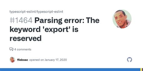 Parsing Error The Keyword Export Is Reserved Issue