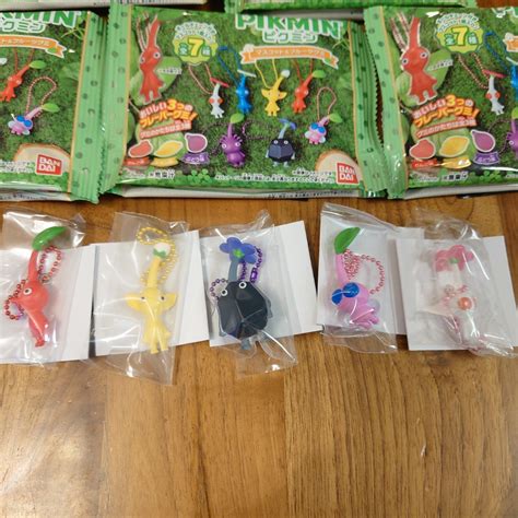 代購代標第一品牌－樂淘letao－ニンテンドー ピクミン マスコットandフルーツグミ ボールチェーン付きマスコット 5袋セット 赤 黄 岩 羽 白