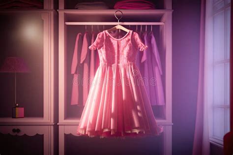 Pink Toy Wardrobe With Doll Clothes In It Plastic Tiny Furniture