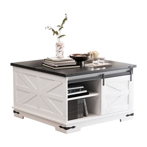 Haysvty Storage Coffee Table Modern Farmhouse Coffee Table Square